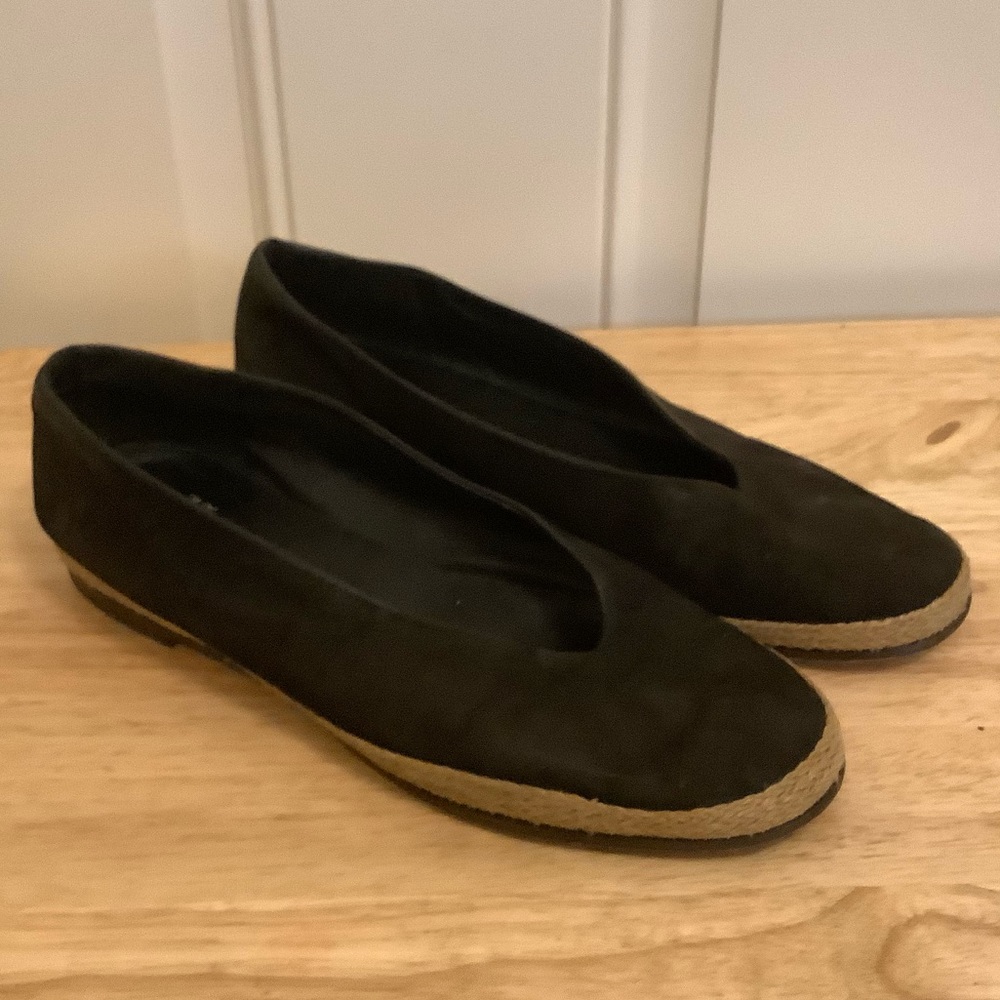 Eileen Fisher Canoe Black Suede Hidden Wedge Flats Wo… - Gem